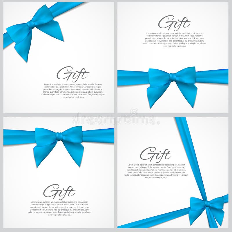 Gift Card With Ribbon And Bow Set. Vector Illustration Stock Vector ...