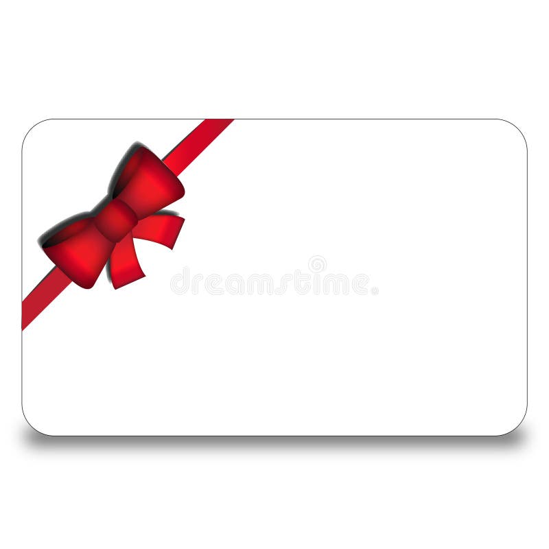 Gift Card Template with Ribbon and Red Bow Stock Vector - Illustration ...
