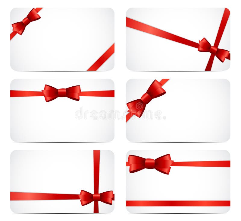 Gift Card Set with Red Ribbon and Bow. Vector Stock Vector ...