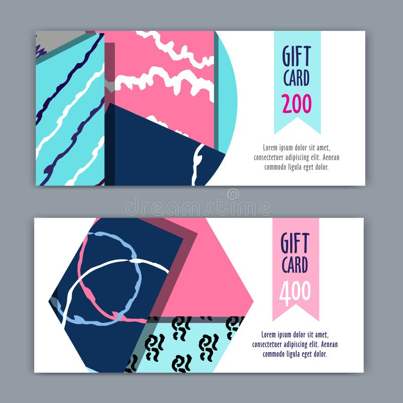 Gift Card Template with Geometric Shapes Stock Vector - Illustration of ...