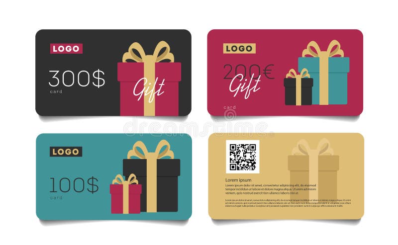 Gift Card Template with Monetary Award and Gift Boxes Illustration ...