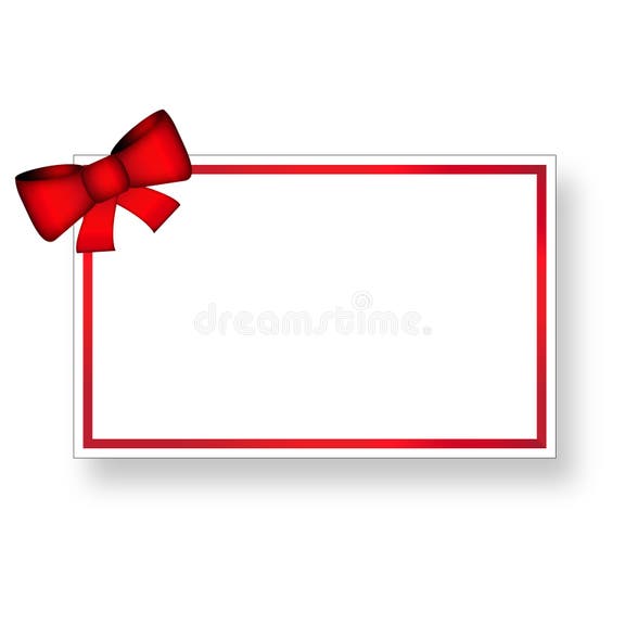 Gift Card Template with Ribbon and Red Bow Stock Vector - Illustration ...