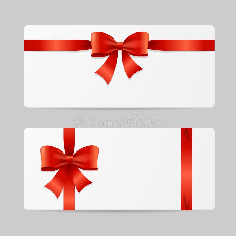 Gift Card Template with Ribbon. Vector Stock Vector - Illustration of ...