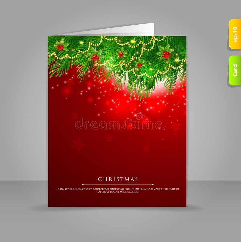 Gift card with Xmas branch stock vector. Illustration of beautiful ...