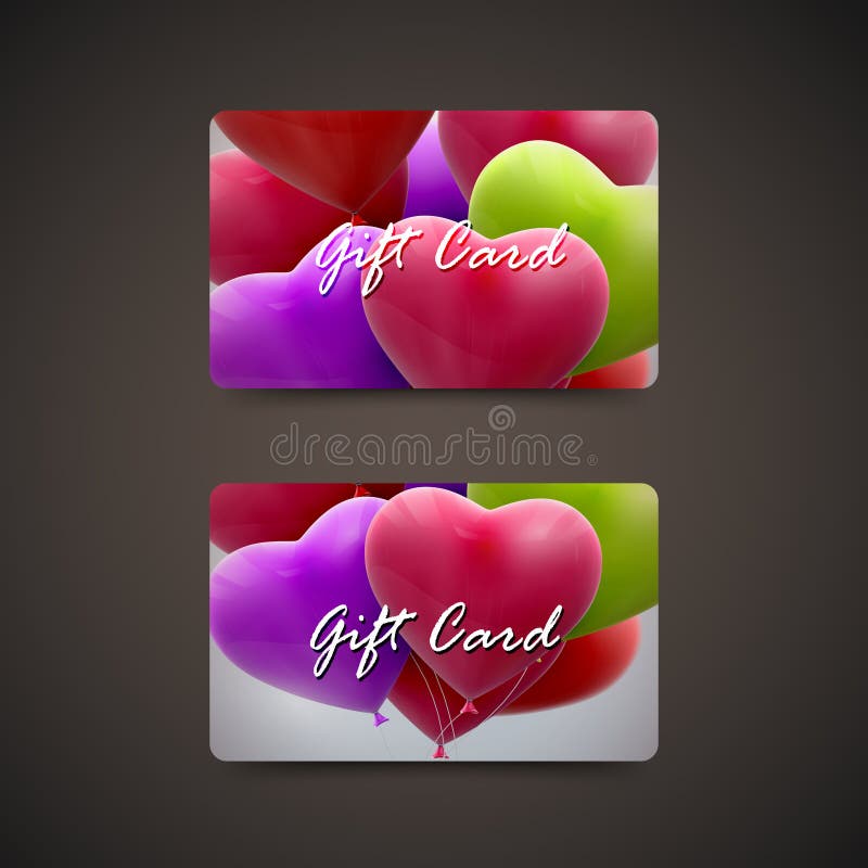 Gift Cards with Balloon Hearts Stock Vector - Illustration of lovers ...