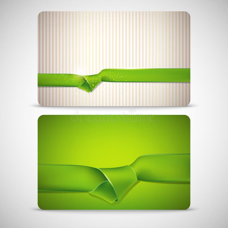 Set of Gift Cards with Green Ribbons Stock Illustration - Illustration ...