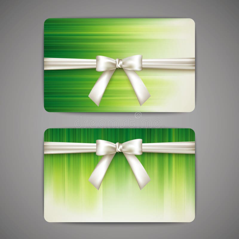 Gift Cards with White Bows and Ribbons Stock Illustration ...