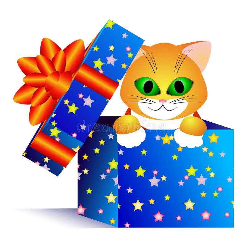Gift and cat stock vector. Illustration of animal, event - 17072317