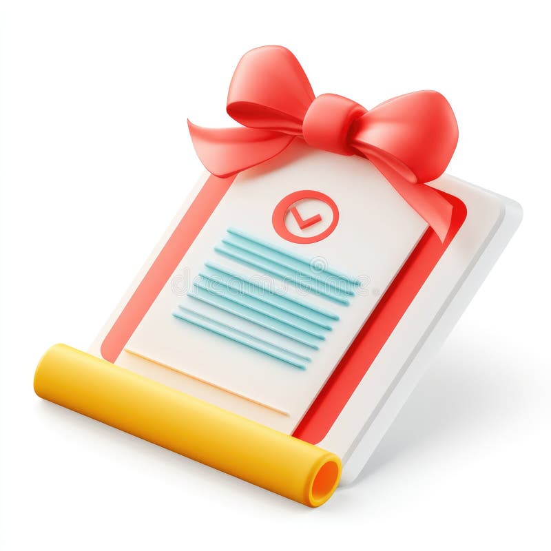 Gift Certificate with Red Ribbon and Yellow Scroll Stock Illustration ...