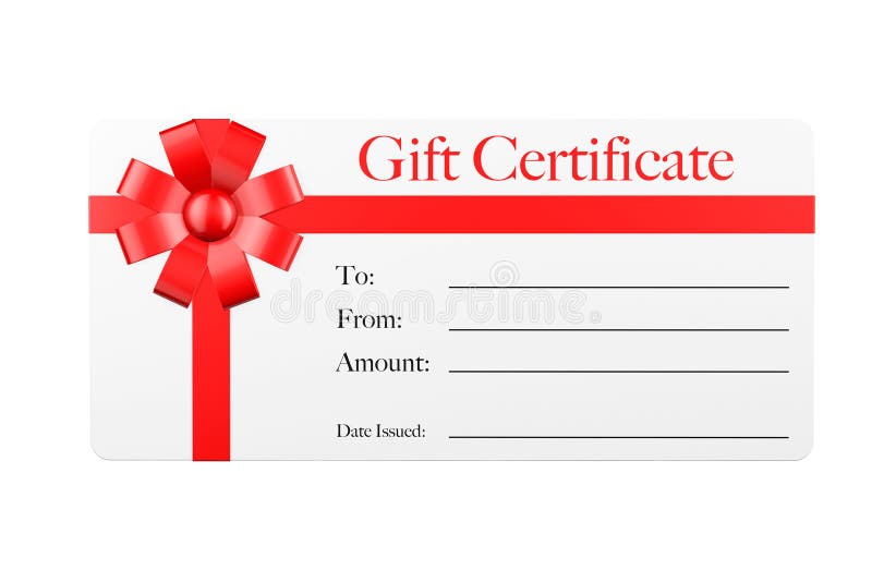 Gift Certificate with Red Ribbon and Bow. 3d Rendering Stock ...