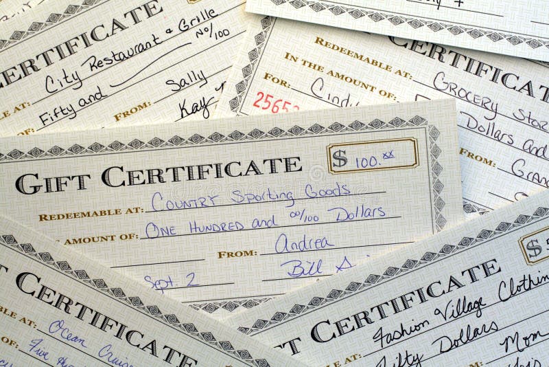 Gift Certificates stock image. Image of money, amount - 1338505