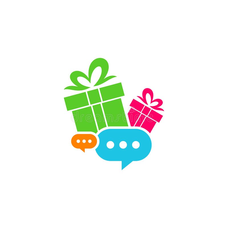 Gift Chat Logo Design Template. Chat Gift Logo Concept Vector Stock ...