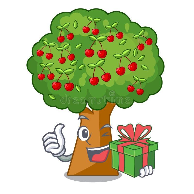 With Gift Cherry Tree Toys in Character Shape Stock Vector ...