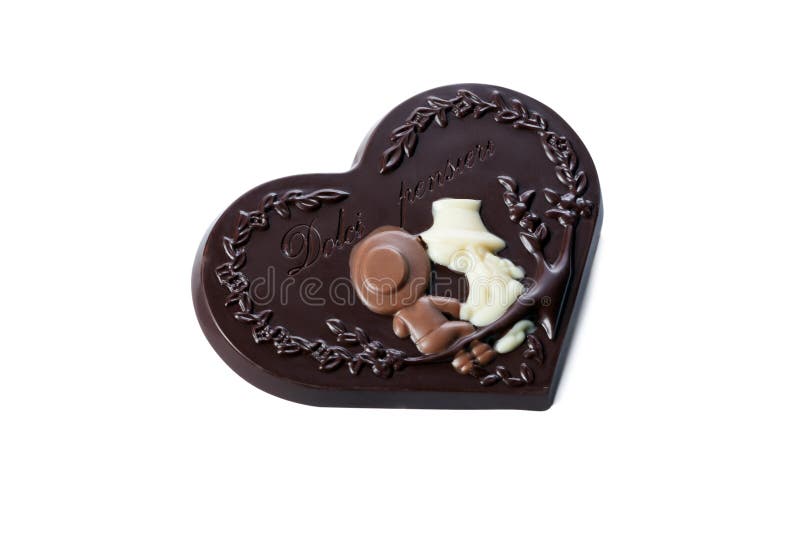 Gift Chocolate Bar in Shape of Heart Stock Image - Image of isolated ...