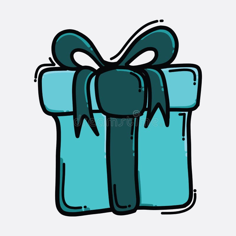 Gift Color Vector Icon. Drawing Sketch Illustration Hand Drawn Line ...