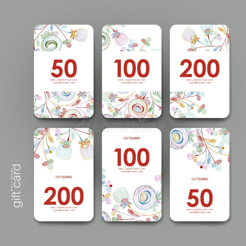 Gift Coupon, Discount Card Template with Floral Abstract Background ...