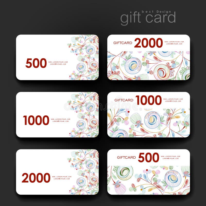 Gift Coupon, Discount Card Template with Floral Abstract Background ...