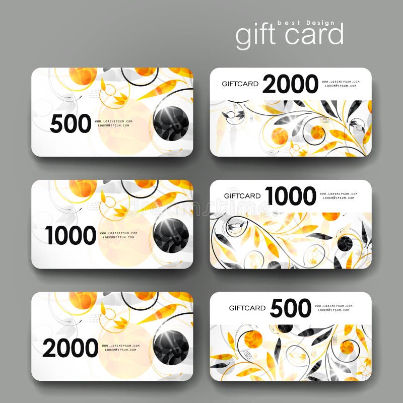Gift Coupon, Discount Card Template with Floral Ornament Background ...
