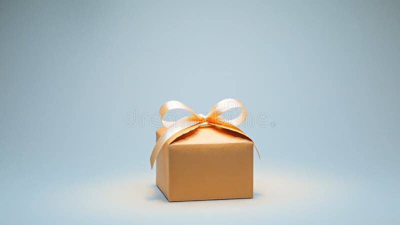 Gift in Craft Cardboard Box with Cream Ribbon Stock Photo - Image of ...