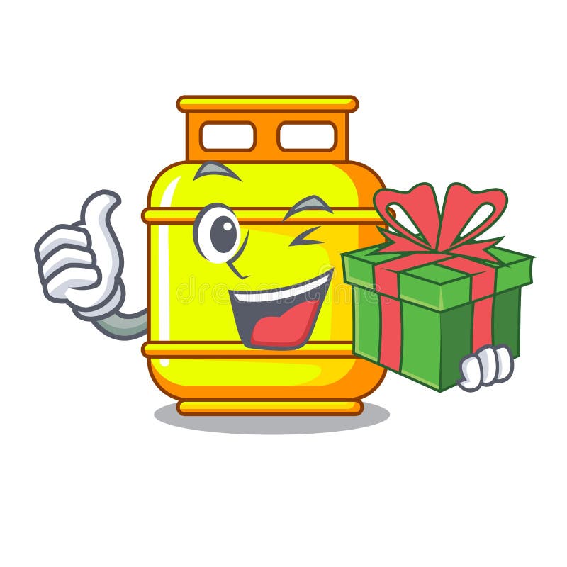 With Gift Creative in Gas Cartoon Tank Container Stock Vector ...