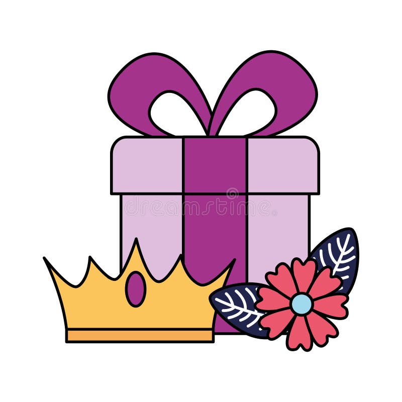 Gift crown flower stock vector. Illustration of card - 144333479