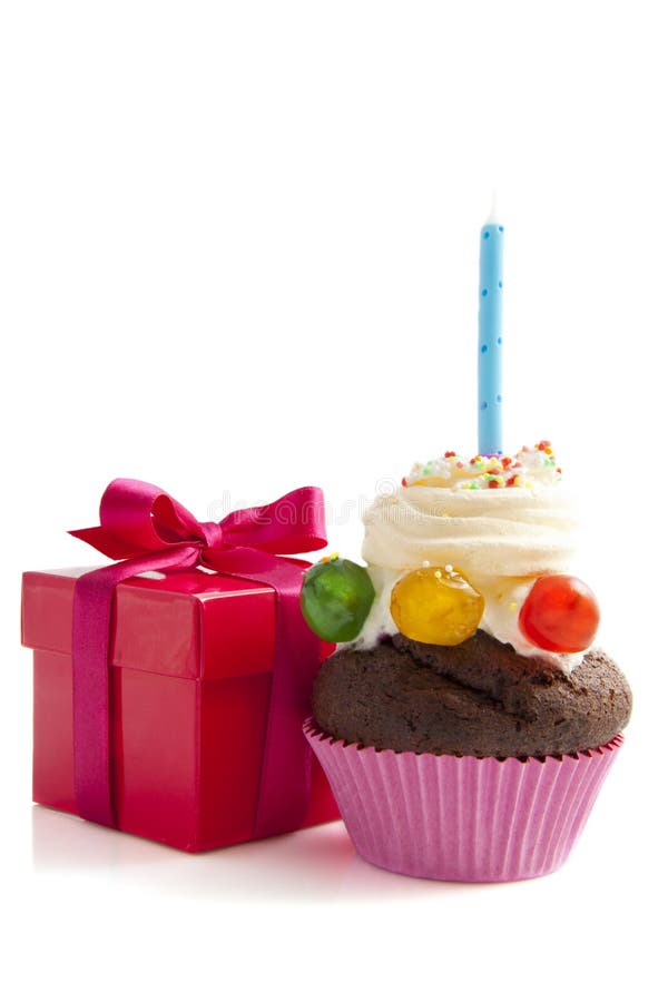 Gift and cupcake stock photo. Image of frosting, dessert - 19127108