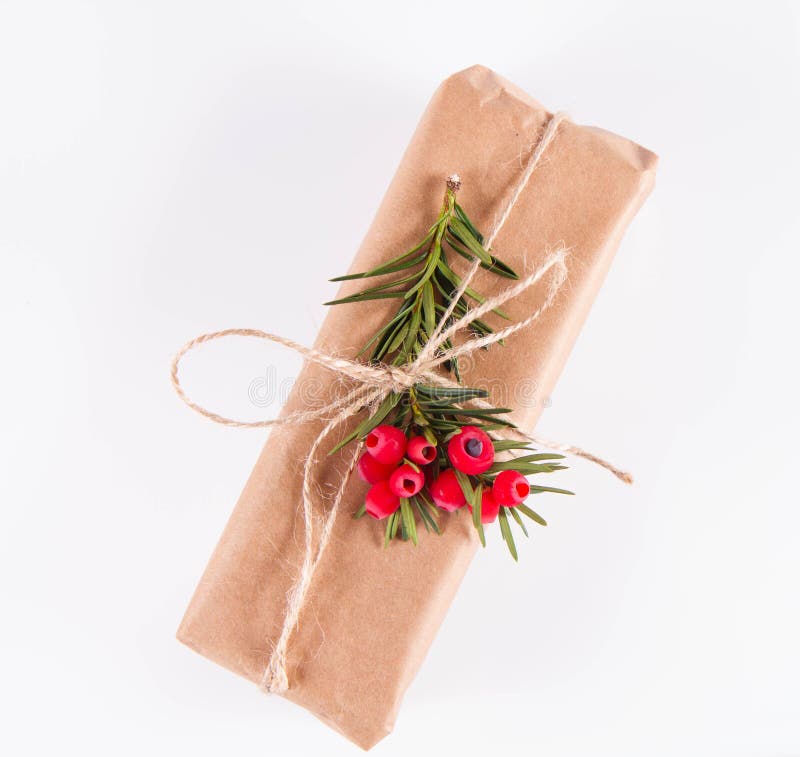 Gift Decorated with Yew Twig Stock Photo - Image of decoration, autumn ...