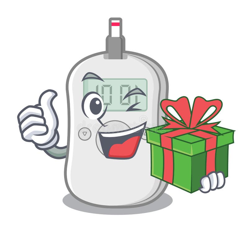 With Gift Diabetes Check Machine Cartoon Medicine Box Stock Vector ...
