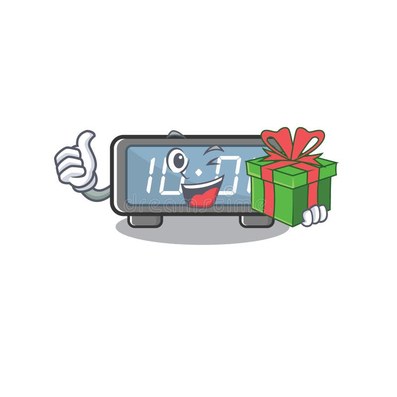With Gift Digital Clock Cartoon in Character Shape Stock Vector ...