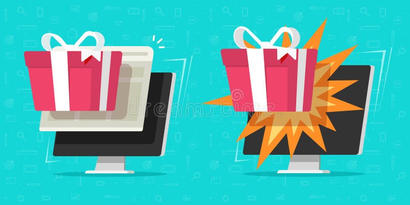 Gift Digital Online on Computer Pc Icon Vector Graphic, Virtual ...