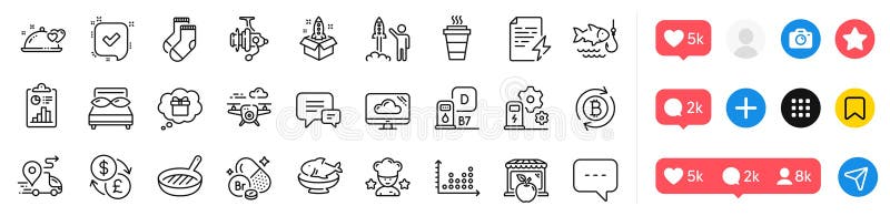 Gift Dream, Launch Project and Refresh Bitcoin Line Icons Pack. for Web ...