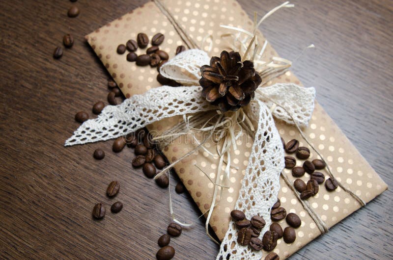 Gift stock image. Image of cone, brown, wood, envelope - 49013771