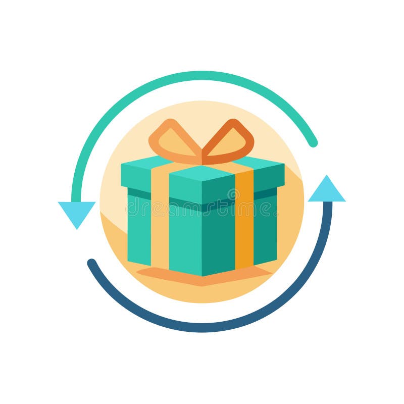 Gift Exchange Illustration: Present Box with Arrow Circle for Returns ...