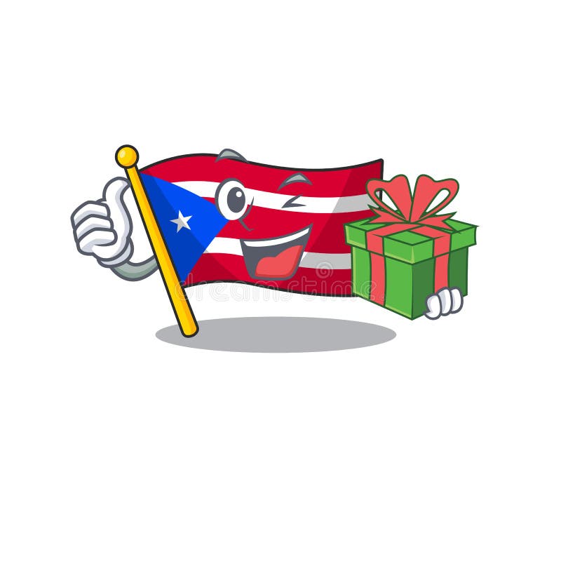 With Gift Flag Puerto Rico on a Cartoon Stock Vector - Illustration of ...