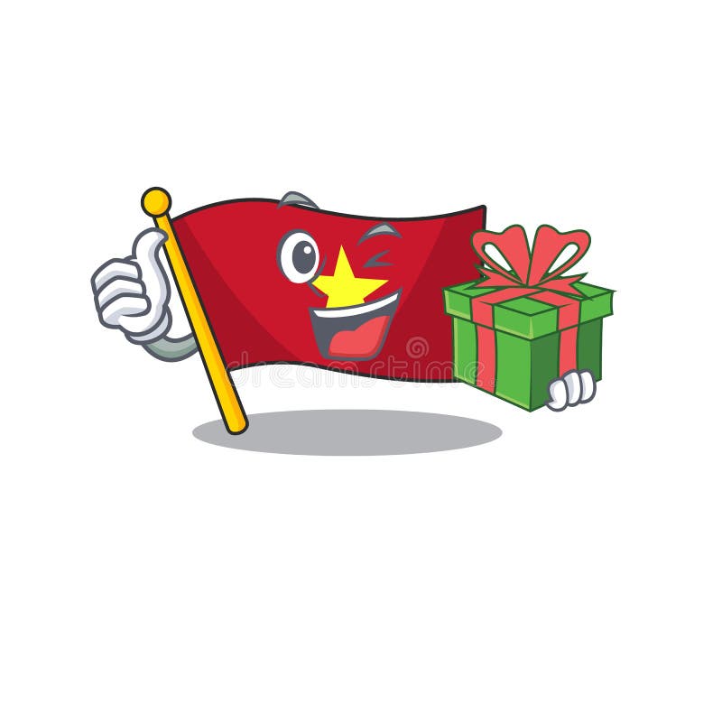 With Gift Flag Vietnam Fluttered on Mascot Pole Stock Vector ...