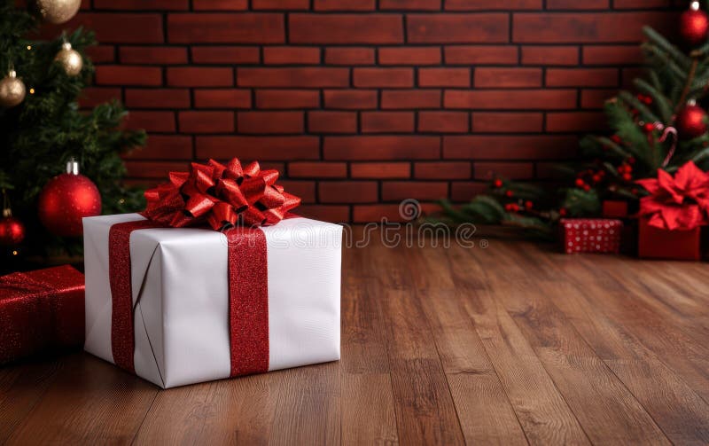 Gift Floor Adorned Bright Red Bow Stock Photos - Free & Royalty-Free ...