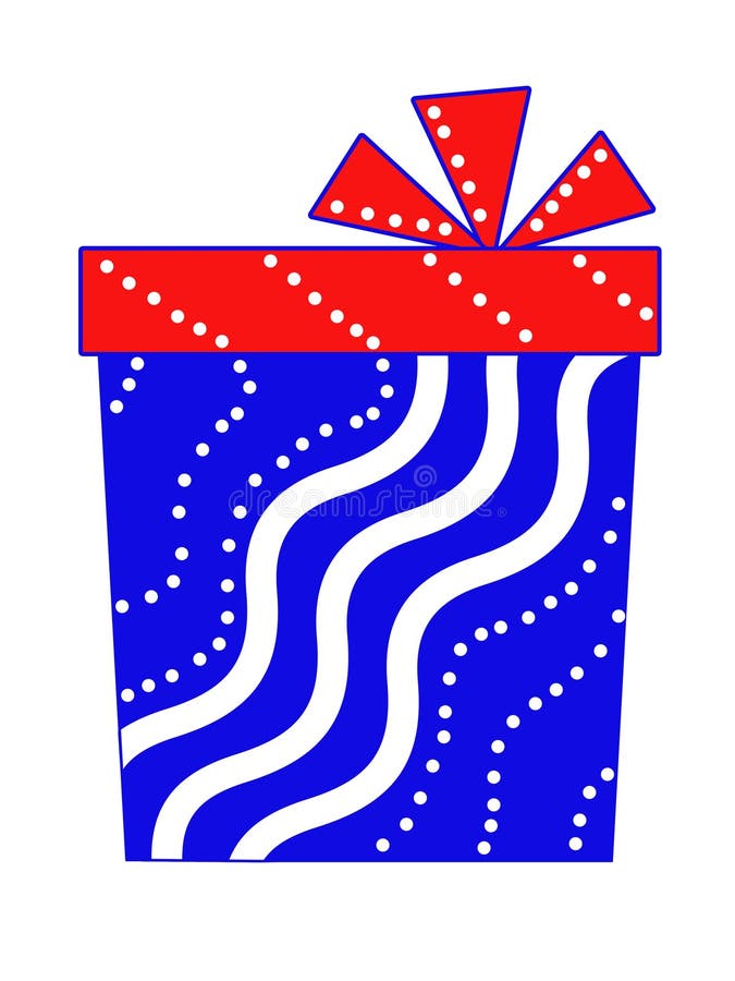 A Gift in the Form of a Rectangular Box is Blue with a Red Bow Stock ...