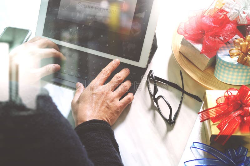 Gift Giving Creative Hand with Typing and Hand with Gift. Gift D Stock ...