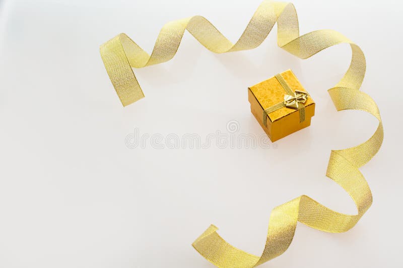 Gift with Gold Ribbon, Place for Your Text Stock Image - Image of ...