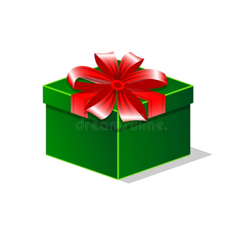 Gift in a Green Square Box with a Red Ribbon Stock Vector ...
