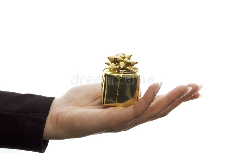 Gift in hand stock image. Image of birthday, festive - 190919275