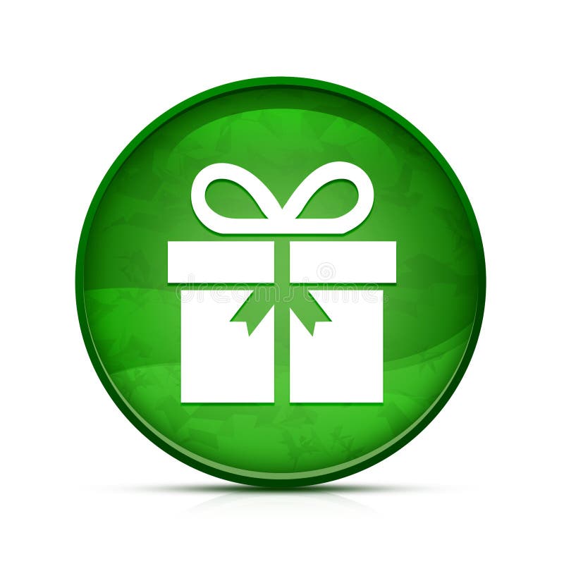 Gift Help Icon on Classy Splash Green Round Button Illustration Stock ...