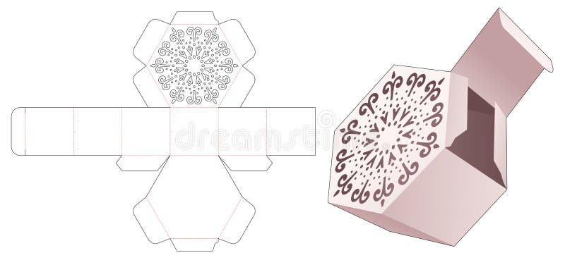 Gift Hexagonal Box with Mandala Stencil Die Cut Template Stock Vector ...