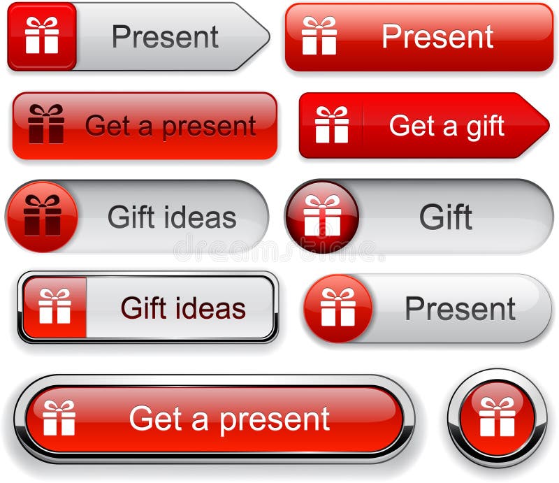 Gift High-detailed Modern Buttons. Stock Vector - Illustration of ...