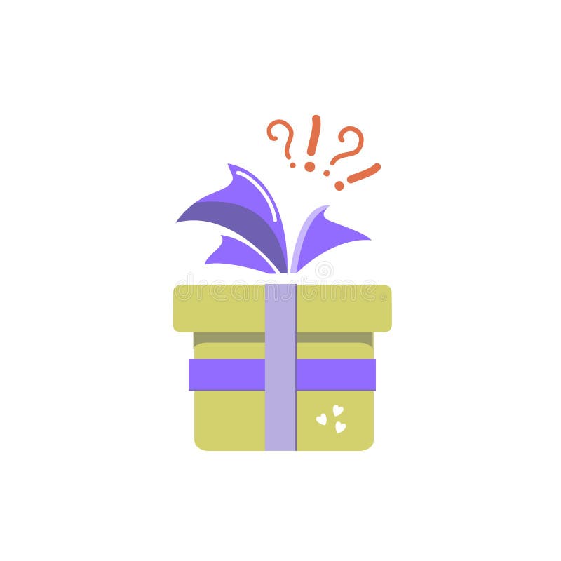 Gift Icon, Surprise, Yellow Gift Box with a Question Mark and ...