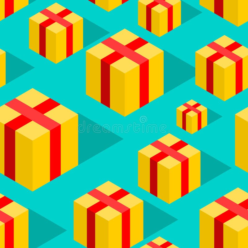 Gift Box Isometric Icon. 3d Line Art Technical Drawing. Editable Stroke ...