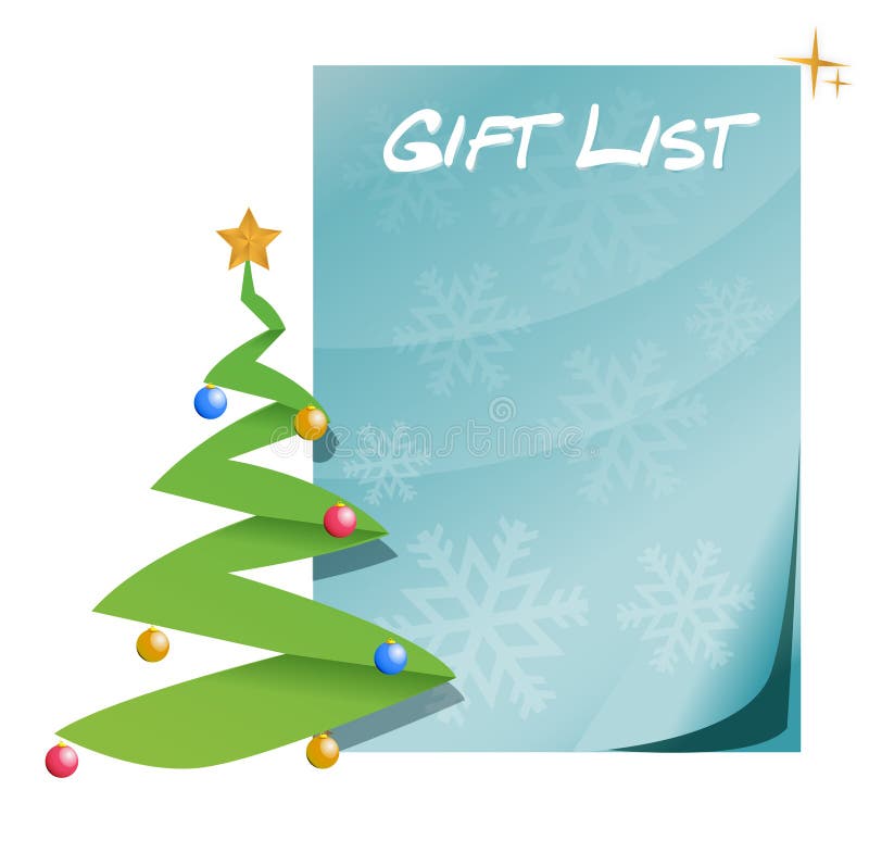 Gift List with Christmas Tree Stock Vector - Illustration of request ...