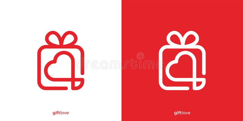 Simple Gift Love Logo. Gift Box and Love Shape Graphic Icon Stock ...