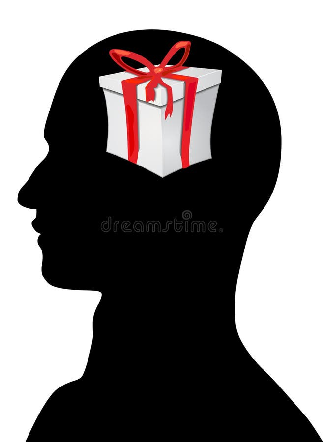 Gift in a male head stock vector. Illustration of beautiful - 35159384