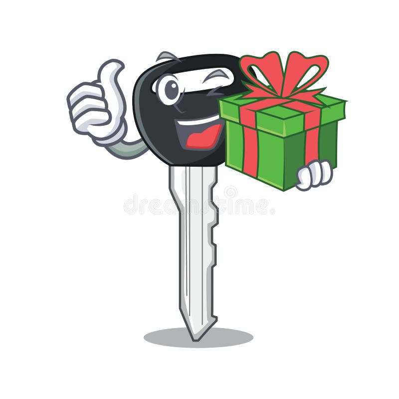 With Gift Mascot Ilustration Featuring on Car Key Stock Vector ...